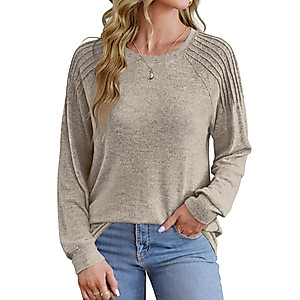 Saloogoe Fall Clothes for Women 2025 Long Tunic Sweatshirts Womens Fashion Coffee XL