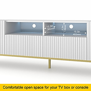 Homlando Ravenna C TV Stand 79" – Lowboard TV Cabinet – Gaming Center for TVs Up to 85” – LED TV Unit - TV Entertainment – Center with Storage for Living Room – White Matte with White Gloss Fronts