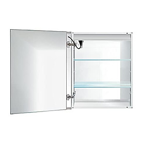 Glamms LED Medicine Cabinet 24 Inch X 30 Inch | Recessed or Surface Mount Mirror Cabinet w/Dimmer & Defogger