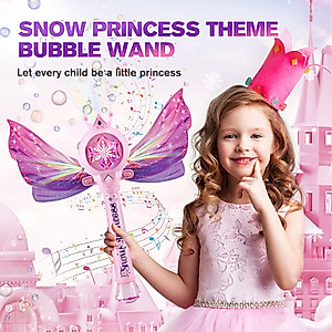 Dolanus Bubble Wands for Kids Girls - Bubble Machine with 7 Bubble Solutions & 3 AA Batteries, LED Light & Music, Outdoor Party Birthday Toddler Girl Toys, Gift for 3 4 5 6 7 8 Year Old
