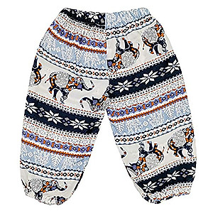 Rysly Baby Girls Boho Elephant Tops Harem Pants 2 Piece Outfits Multicolor Blue 110