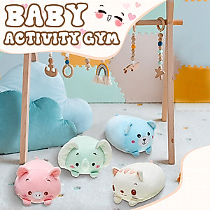 9 Pieces Christmas Plush Toys Set 8 Inch Elephant, Deer Hamster Panda Pig Dinosaur Plush Stuffed Animals Cuddly Cute Body Pillow Soft Cartoon Hugging Toy for Boys Girls Xmas Gift Bedding,sleeping