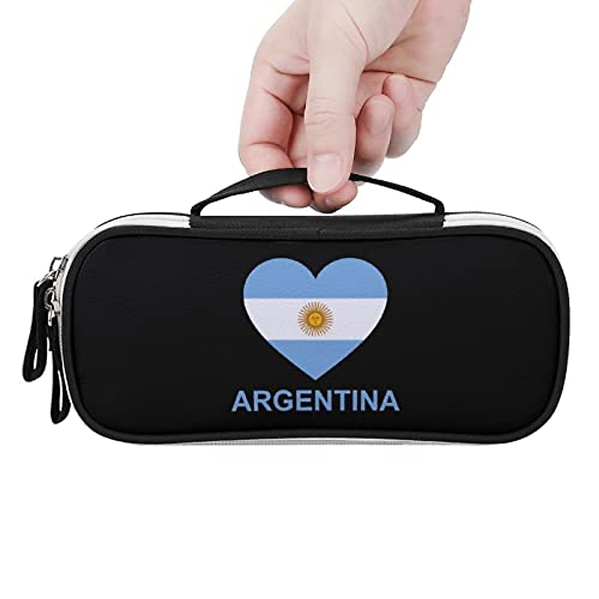 Love Argentina Printed Pencil Case Bag Stationery Pouch with Handle Portable Makeup Bag Desk Organizer