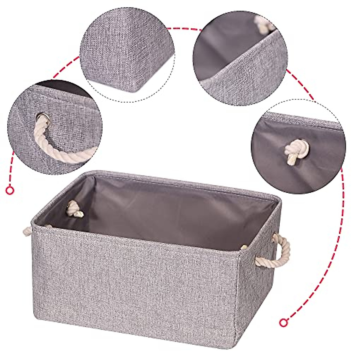 TENABORT 6 Pack Large Storage Basket Bin, Foldable Fabric Storage Cube Box Canvas Collapsible Cloth Organizer Containers with Handles for Home Office Clothes Closet, Gray