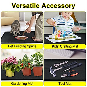 Under Sink Mat, BUDO 31"x 22" Under Sink Pad for Kitchen Waterproof, Silicone Under Sink Liner Drip Tray with Unique Drain Hole, Cabinet Protector Mats for Kitchen & Bathroom (Black)