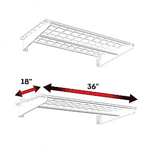 Hyloft 777 36-Inch X 18-Inch Adjustable Steel Wall Shelf, Storage Rack for Garage with Hanging Rod, White, 2-Pack