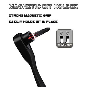 Low Profile Right Angle Ratcheting Screwdriver Set - Mini Ratchet Set Includes 50 Screwdriver Bits Included (Hex, Square, Pozidrive, Phillips, Torx Slotted, Triangle)