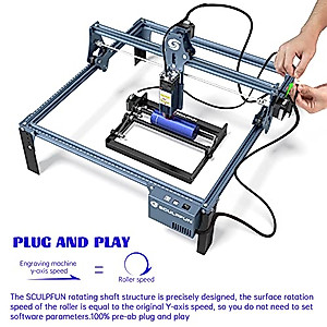 SCULPFUN Laser Rotary Roller, Laser Engraver Y-axis Rotary Module, 360° Laser Rotary Attachment for Engraving Cylindrical Objects Cans, Compatible with Most Laser Engraving Machines on The Market