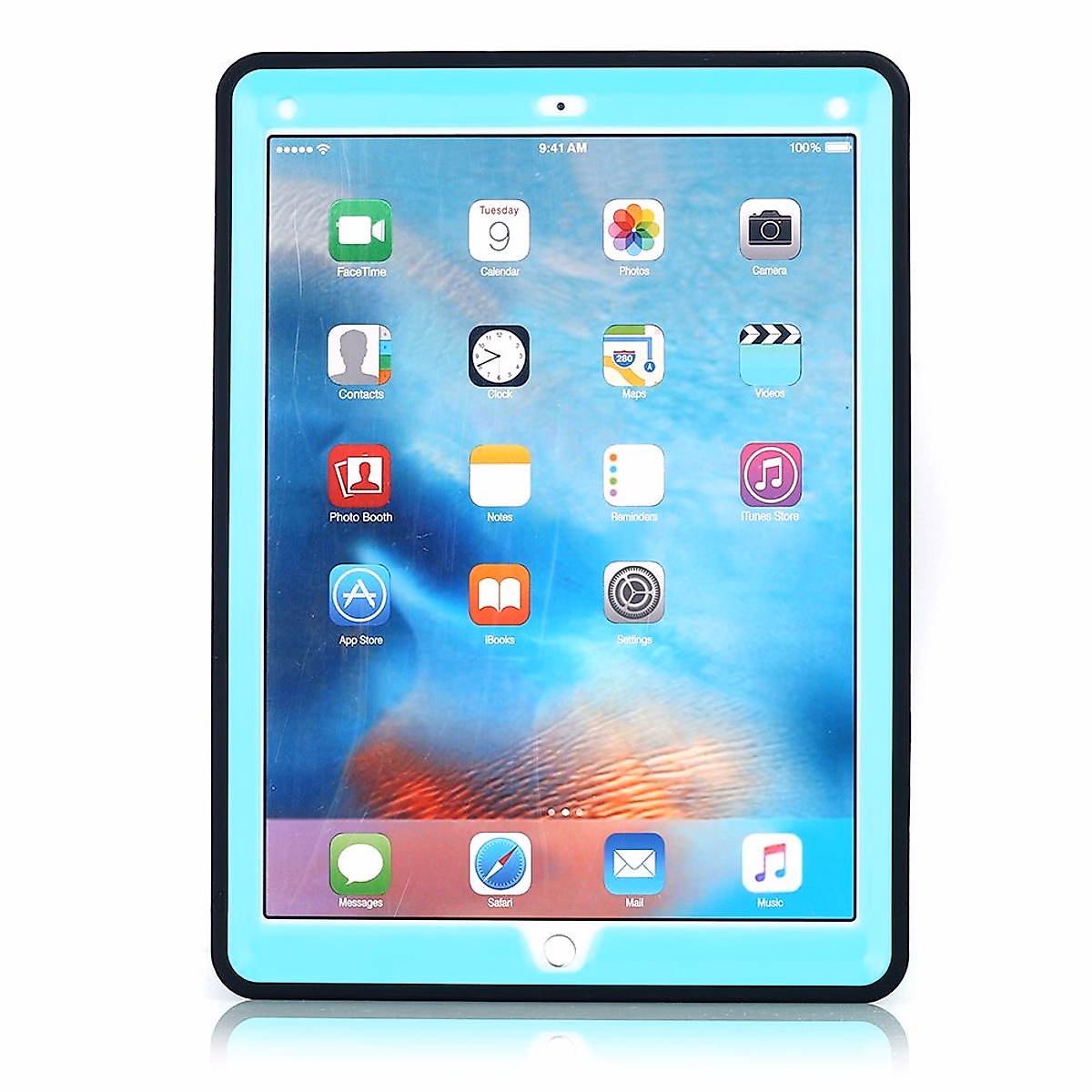 iPad Pro 12.9" Case,AICase Heavy Duty Hybrid Shockproof Hard Case Cover Rubber Stand for 2017(A1670/A1671) Apple iPad Pro 12.9 inch (Black/Mint Blue)