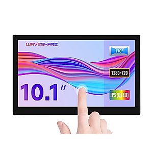 waveshare 10.1inch QLED Quantum Dot Display Compatible with Raspberry Pi 4B/3B+/3A+/2B/B+/A+/Zero/Zero W/WH/Zero 2W CM3+/4 Capacitive Touch 1280×720 Resolution Supports Jetson Nano/Windows