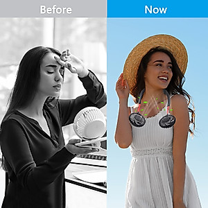 SZ-JIAHAIYU Neck Fan Portable Face Fan Personal USB Hands-Free Mini Wearable Sports Handheld Cooling Small New Fans Around Your Neck for Travel Office Room Household Outdoor, 300*190