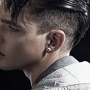 2 Pairs Punk Stainless Steel Stud Skull Earrings for Men Women Silver Black Rock Ear Piercing Earrings