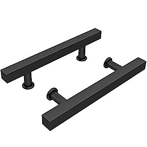 SMARTSMITH Barn Door Pull Handle, 12" Square H-Shape Barn Door Handles Double-Side, Stainless Steel, Dual Use Glass Door Wooden Door,Sliding Barn Door Shower Door, Black 2 Pack