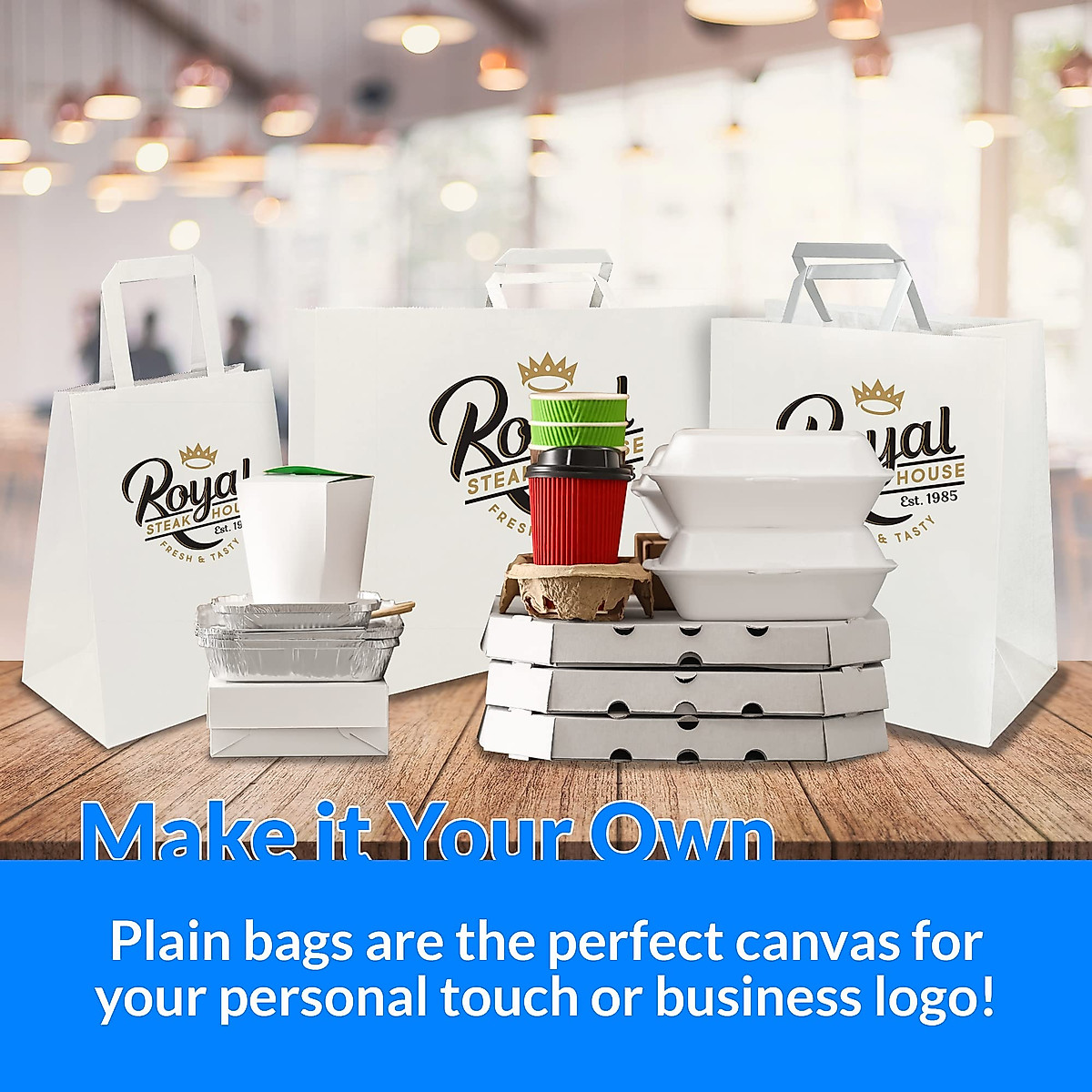 Reli. Paper Bags w/Handles, White | Assorted Large Sizes | 75 Pcs (25 Bags Per Size) - Bulk | 8x4.25x10-10x5x13-16x6x12 | White Paper Bags Combo Pack | Retail Bags/Shopping Bags, Gift Bags