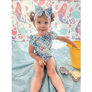 Toddler Girl Baby Ruffles Mermaid Fish Scale Swimsuit One Piece Swimwear Bathing Sunsuit (One Piece, 18-24months)