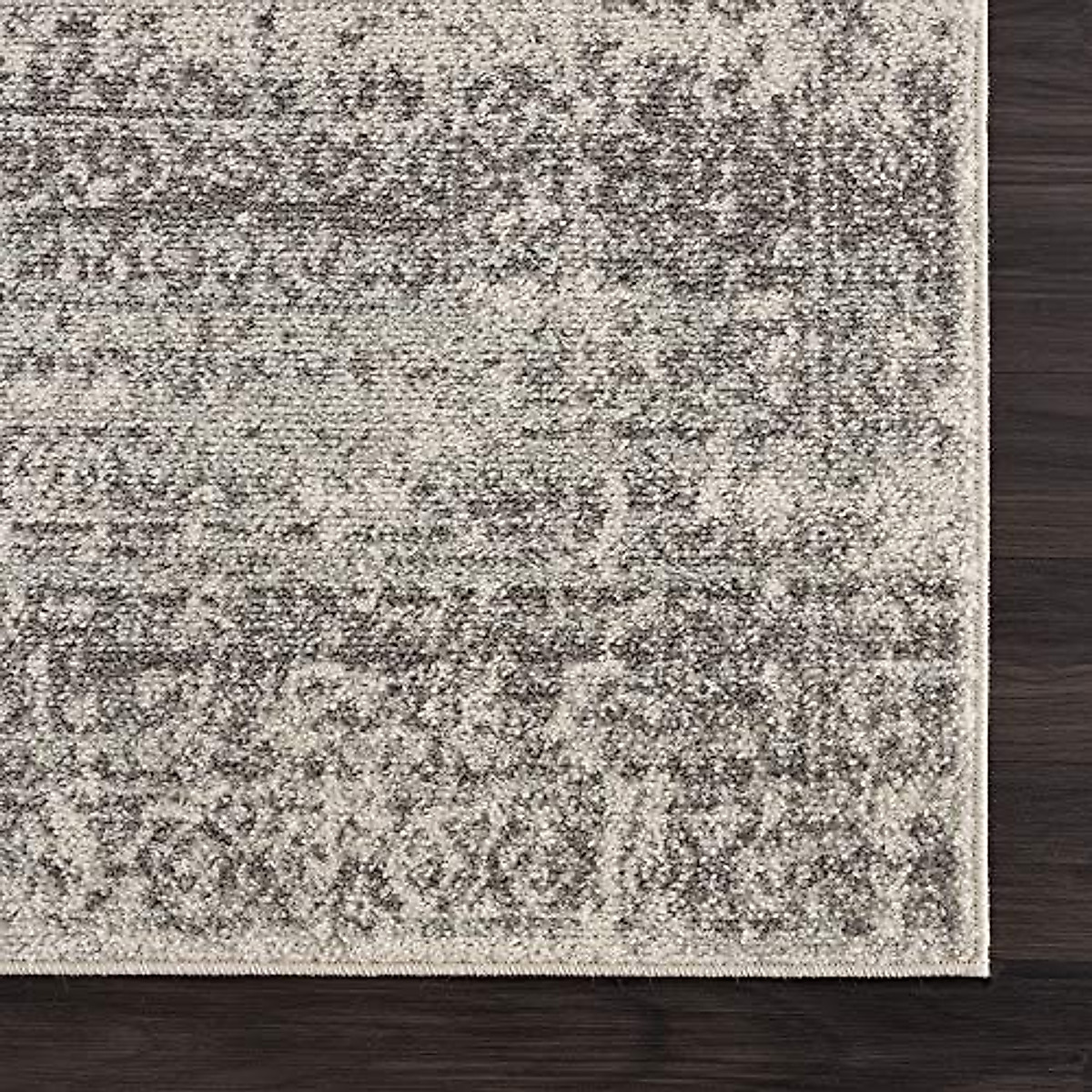 Bloom Rugs Vintage Geometric Cream Gray Area Rug - Boho Distressed 5x7 Rug for Living Room, Bedroom and Kitchen (5'3" x 7'6")