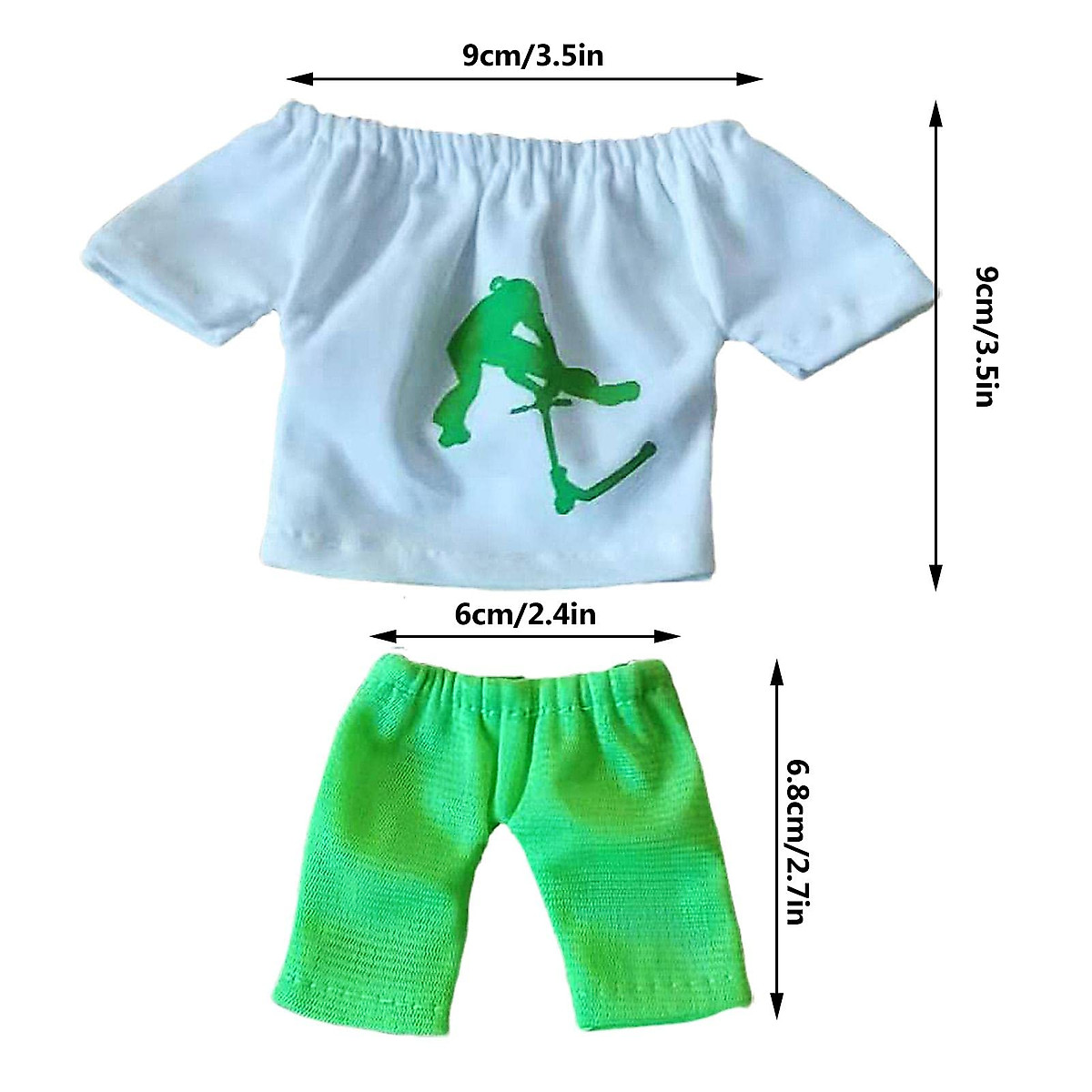 Chenfly Mini Finger Clothes for Fingerboarding - Mini Fingertip Movement Party Favors Interactive Toys for Kids Children Boys Girls - Pants T-Shirt Set for Scooter Skateboards Accessories, Green