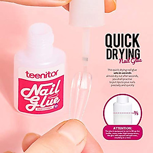 Clear Coffin Nail Tips Set, Teenitor Long Acrylic Nail Tip Full Cover Clear Press On Nails, 600pcs Ballerina False Nails Tips With Nail Glue, Acrylic Nail Clipper Files And Buffer Polisher Nail Brush for Beginners