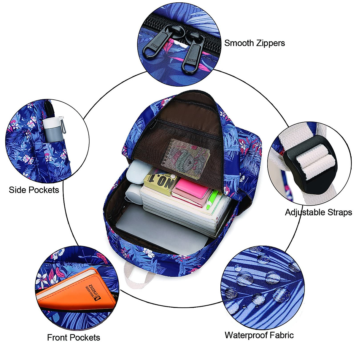 Natayoo Water Resistant Laptop Backpack College Backpack for Women with USB Charging Port and and Headphone Interface, Casual Daypack