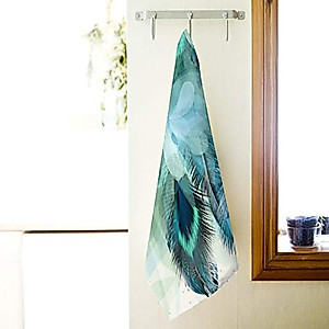 antoipyns Peacock Feather Highly Absorbent Large Decorative Hand Towels Multipurpose for Bathroom, Hotel, Gym and Spa (16 X 30 Inches)