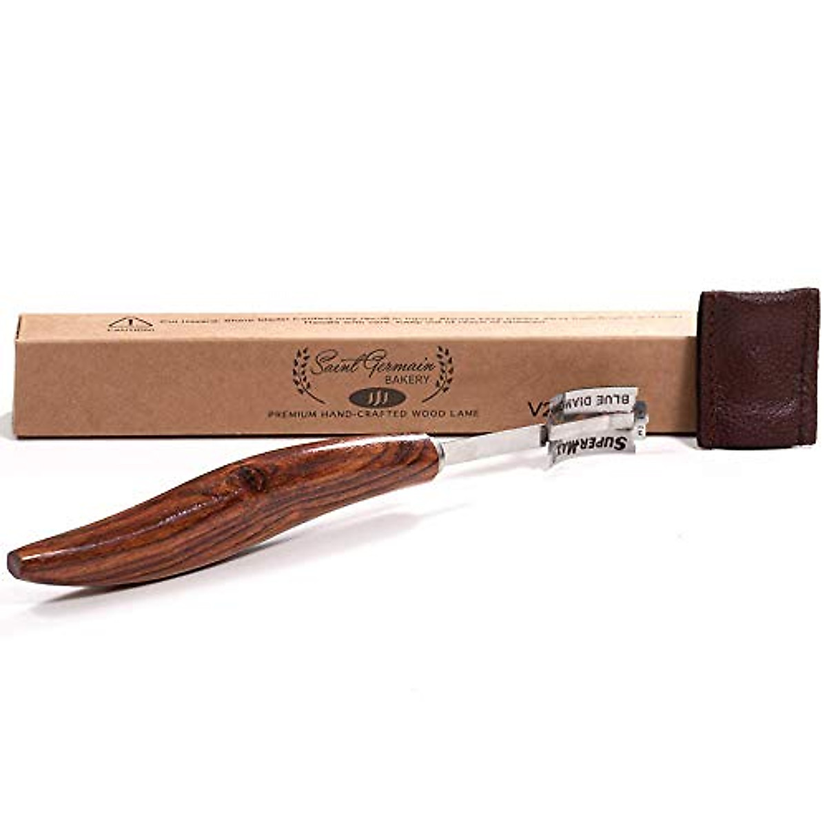 SAINT GERMAIN Premium Hand Crafted Bread Lame for Dough Scoring Knife, Lame Bread Tool for Sourdough Bread Slashing with Blades Included with Replacement with Authentic Leather (Style 2)