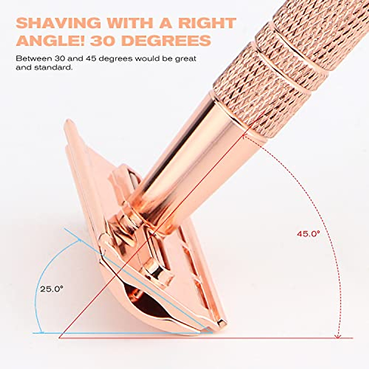 Rose Gold Double Edge Safety Razor for Women,with 10 Platinum Coated Double Edge Safety Razor Blades, Reusable Metal Razors for Men, Travel Essentials Single Blade Razor