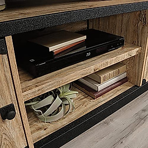 Sauder Steel River TV Stand with Doors, L: 60.24" x W: 19.09" x H: 29.72", Milled Mesquite Finish