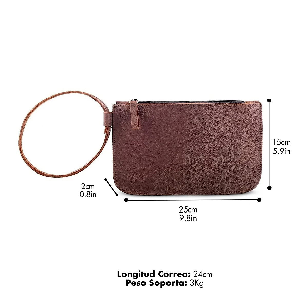 YAYAS PIEL Leather Clutch Wallet Purse - Genuine Leather Wristlet Wallet - Smartphone Purse. HandMade (Shedron)