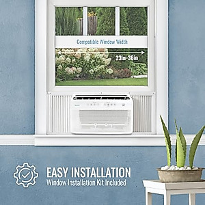 Keystone Energy Star 8,000 BTU Window Mounted Inverter Air Conditioner with Quiet, High Efficiency Operation and Remote, Window AC Unit for Apartment, Living Room, Medium Rooms up to 350-Sq.Ft.