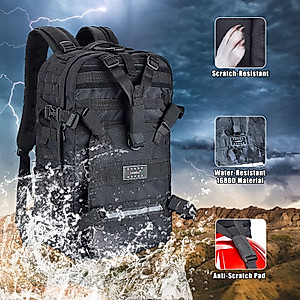 Goldfire Waterproof Tactical Backpack for Men Women, 20L Expandable Helmet Holder/Cycling Backpack/Hiking Helmetcatch Bag/Backpack with USB Port Military Molle Systerm (20L)