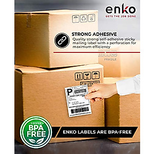 enKo 4 x 6 Thermal Labels Fan Fold Labels Compatible for Rollo Printer Labels - 1 Stack of 500 4x6 Label Zebra Printer - Mailing Postal Label Paper, Perforated, Permanent Adhesive