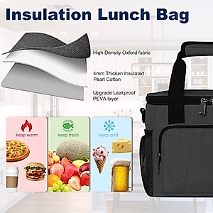 Deosk Lunch Box for Men/Women,Insulated Lunch Bag Cooler Bag,Leak-Proof Large Beach Cooler Adult Lunch Box for Work/Picnic/Travel(M-charcoal)
