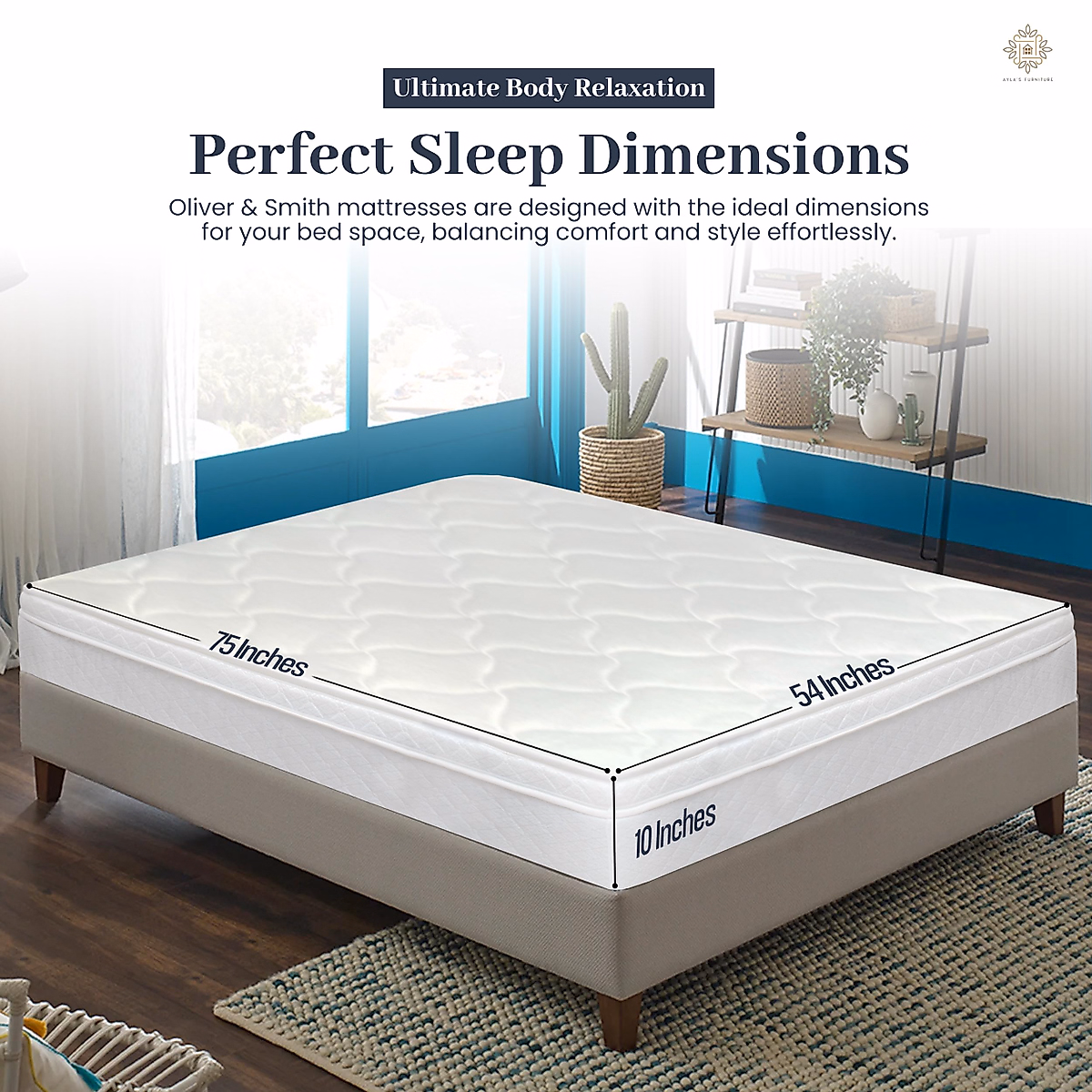 Aylas Furniture Full Size Mattress - 10 Inch Hybrid Full Mattress with High Density & Comfort Cold Foam with Continuous Coil Bonnell Springs - Eco-Friendly, Breathable Medium Firm