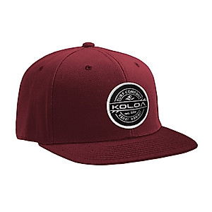 Joe's USA Koloa Surf Thruster Patch Logo Solid Snapback Hat-Maroon