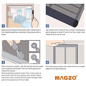 MAGZO Window Screen Replacement Mesh 48"W x 99"L - DIY Adjustable Polyester Pet Proof Screen Door Mesh for Patio Window Screen Repair Kit, Durable, Washable, Gray