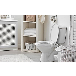 Left Hand Bidet Attachment for Toilet - Self-Cleaning control panel on left side Dual Nozzle (Frontal & Rear Wash) Non-Electric Adjustable Water Pressure, Water Bidet Toilet Seat Attachment