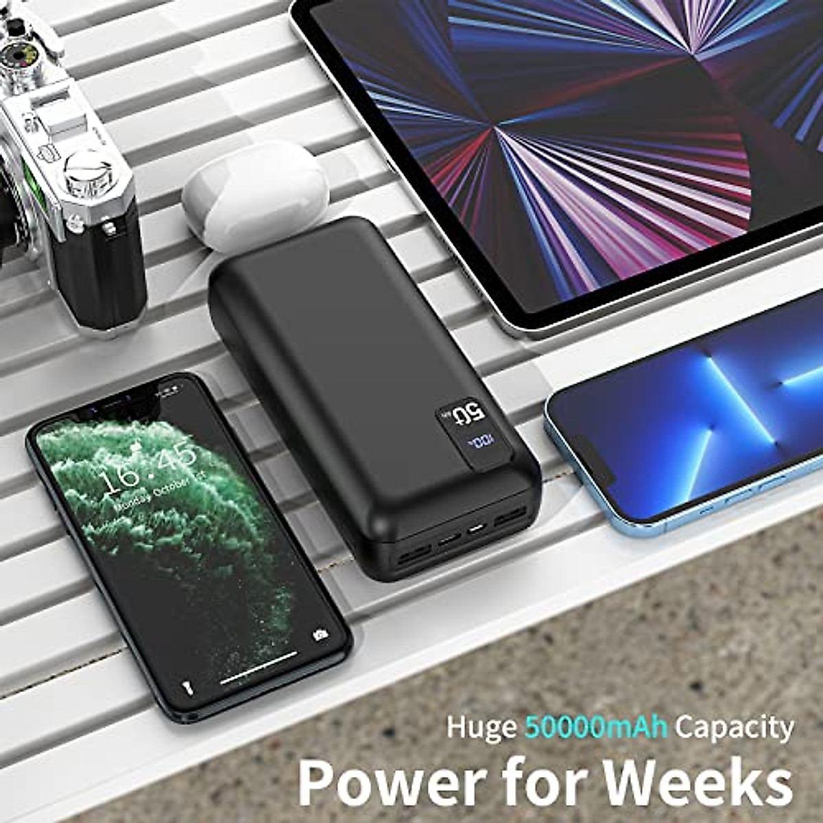 POIYTL Power Bank 50000mAh 22.5W Fast Charging Portable Charger USB-C Quick Charge with 3 Outputs & 2 Inputs LED Display Huge Capacity External Battery Pack for iPhone, Samsung, iPad etc
