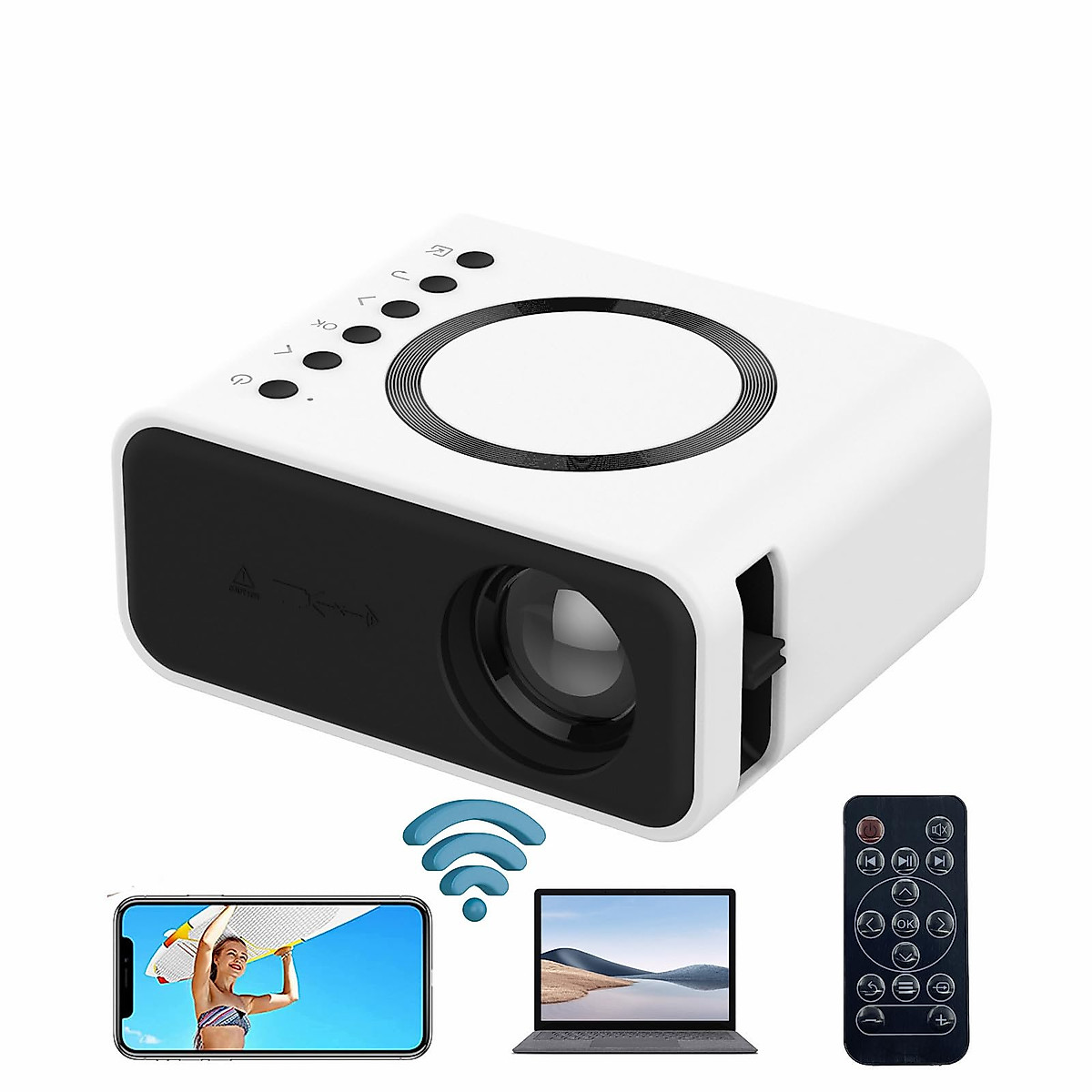 Portable Mini Projector with wifi for iPhone android phone win10 laptop ...