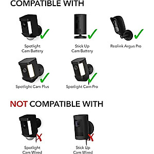 Wasserstein Solar Panel Compatible with Ring Spotlight Cam Plus/Pro/Battery, and Ring Stick Up Cam Battery - Includes Barrel Plug with USB C Adapter - 2W 5V Charging (2 Pack, Black)