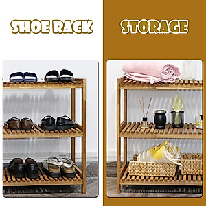 VICTORY RELAX 3-Tier Shoe Rack for Entryway,Acacia Wood Shoe Rack, Free Standing Shoe Racks for Indoor & Outdoor, Stackable Shoe Organizer for Closet