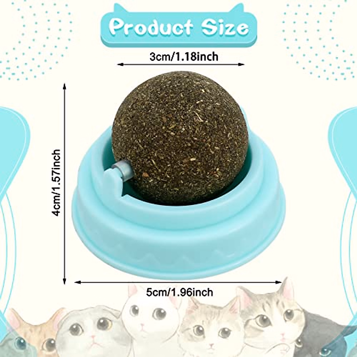 Catnip Wall Toys, 4 Pack Cat Toys, Rotatable Silvervine Catnip Lickable Balls, Safe Healthy Kitten Chew Toys, Teeth Cleaning Cat Bite Toy, Cat Wall Treats