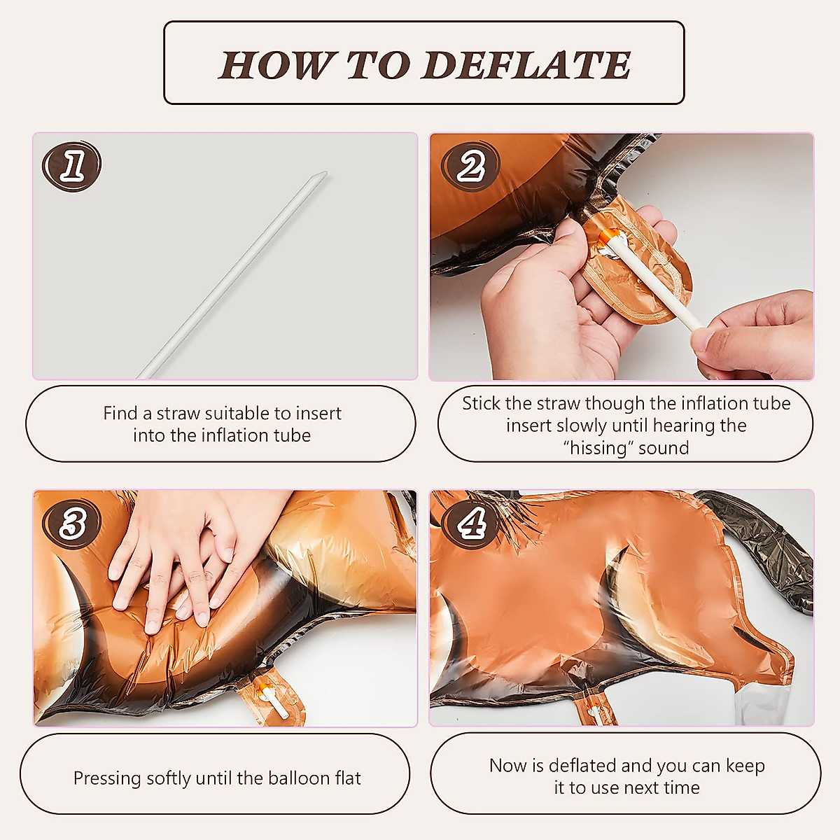 8 Pieces 40 Inch Large Horse Foil Balloon Brown Horse Balloon Cowboy Foil Balloon for Birthday Baby Shower Cowboy Horse Animal Themed Party Decorations