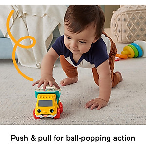 Fisher-Price Baby Toy Poppity Pop Dump Truck Push-Along Vehicle with Fine Motor Activities For Infants Ages 6+ Months