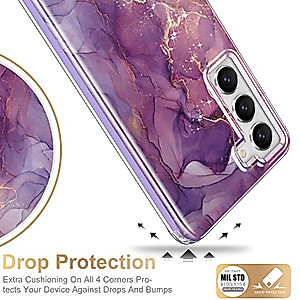 Esdot for Samsung Galaxy S23 Case,Military Grade Passing 21ft Drop Test,Rugged Cover with Fashionable Designs for Women Girls,Protective Phone Case for Galaxy S23 6.1" Glitter Purple Marble