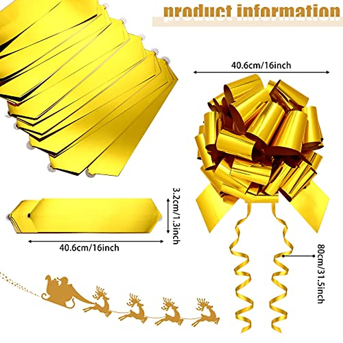 2 Pack Big Car Bow Pull Bow for Cars Gift Wrapping Valentine's Day President's Day Big Gift Bows Giant Bow for Presents Birthday Wedding Office Decorations (Red, 20 Inch) (Gold, 16 Inch)