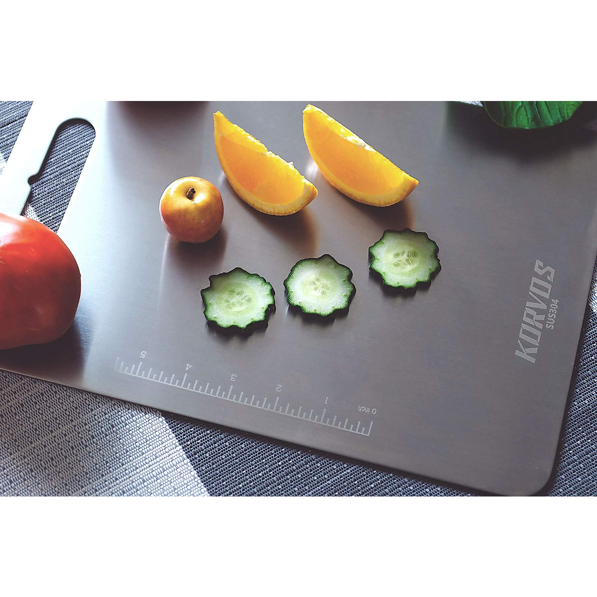 KORVOS 304 Food-Grade Stainless Steel Cutting Boards for Kitchen, Butcher Block Board for Meat, Cheese, Vegetable, Heavy Duty Chopping Board, Easy to Clean(X-Large)