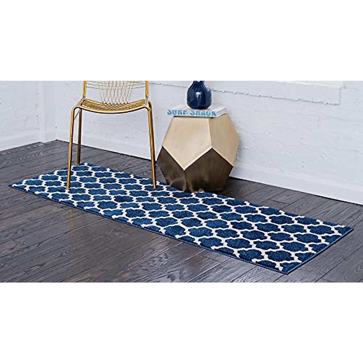 Unique Loom Trellis Collection Modern Morroccan Inspired with Lattice Design Area Rug, Runner 2' 0" x 6' 1", Dark Blue/Navy Blue