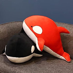 pangcangshu Nice Huggable Big Killer Whale Doll Pillow Whale Orcinus orca Black and White Whale Plush Toy Doll Shark Kids Boys Soft Toy(Red,95cm/37.4 inch)…