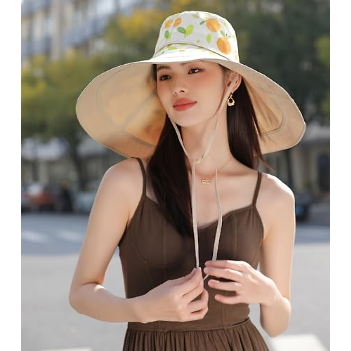 7 inch Wide Brim Women Sun Floppy Hat Summer Beach Bucket Fishing Hats Reversible Packable UV Protection for Hiking Garden Travel