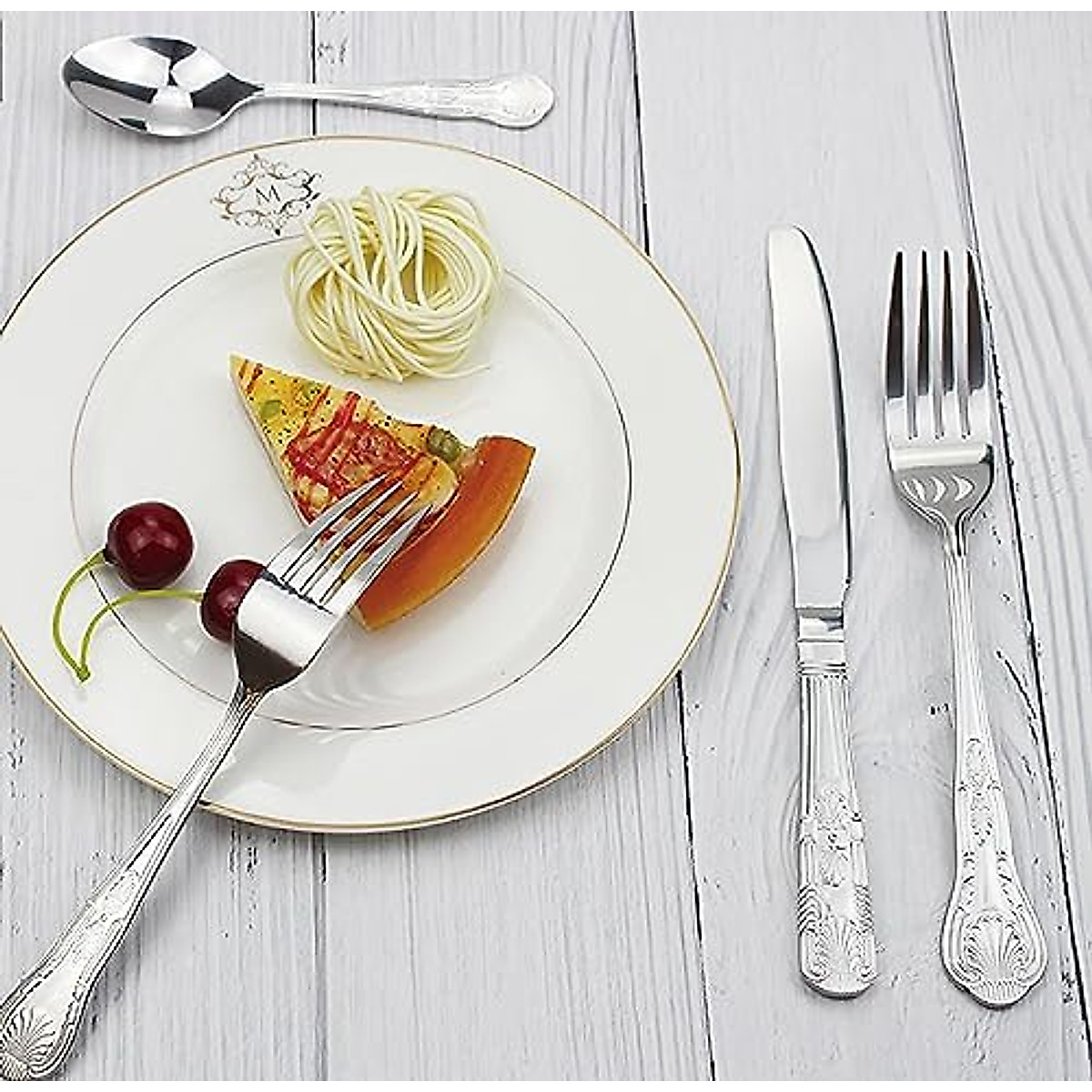 Luxury Silverware Set Cutlery Utensil Flatware Food-Grade Stainless Steel Home Restaurant Small Business,Mirror Finish Tableware 20 Piece Service for 4